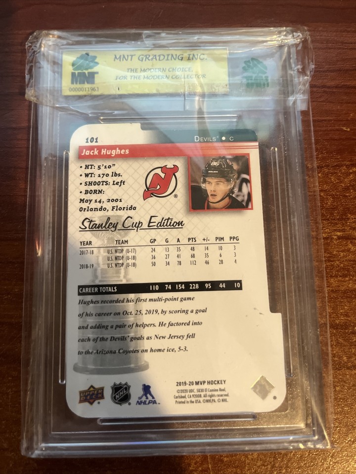 2019-20 Upper Deck MVP Hockey #101 Jack Hughes Colors & Contours /99 ...
