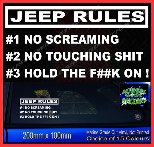 RULES Funny Stickers for JEEP tj jk 4x4 Car accessories wrecking 200mm ...