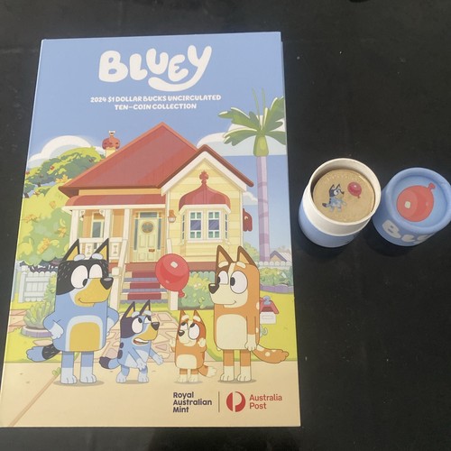 2024 BLUEY 10 - Coin Tube Set Folder UNC Special Coloured Coin Included ...