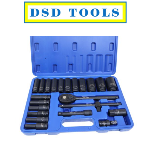 US PRO Tools 22pc 1/2" dr Deep Impact Socket Set Sockets Ratchet Wrench ...
