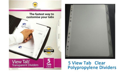 Marbig 37825 View Tab Transparent Polypropylene Dividers 5 Tab Clear ...