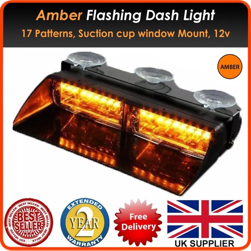 Amber Dash light Flashing Strobe Beacon Car Truck Recovery Window 12v ...