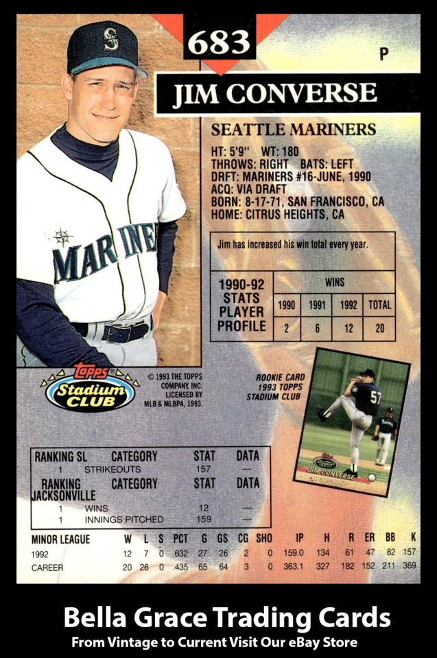 1993 Stadium Club Jim Converse #683 Seattle Mariners MLB Baseball | eBay