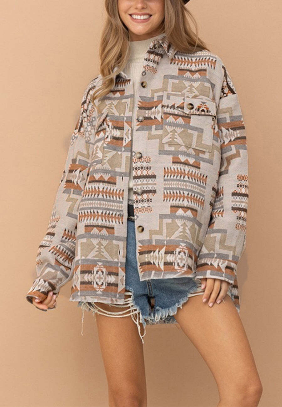 Aztec Pattern Patch Pocket Jacket | eBay