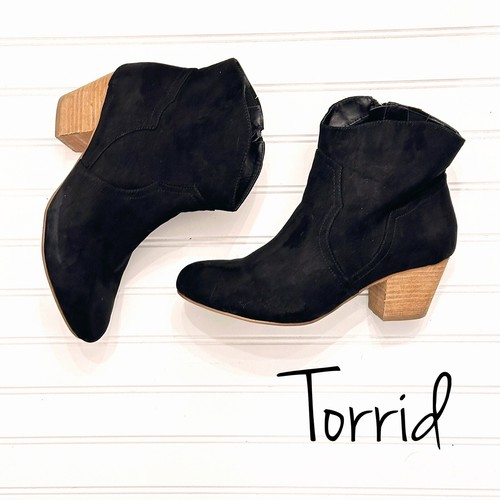 Torrid Booties size 10W Black ankle boots chunky heel comfortable Wide ...