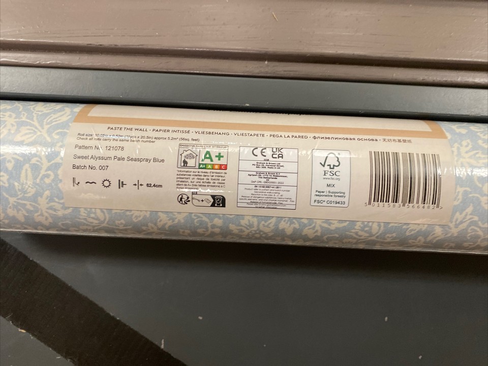 Laura Ashley Sweet Alyssum Pale Seaspray Blue Removable Wallpaper. 56sq ...