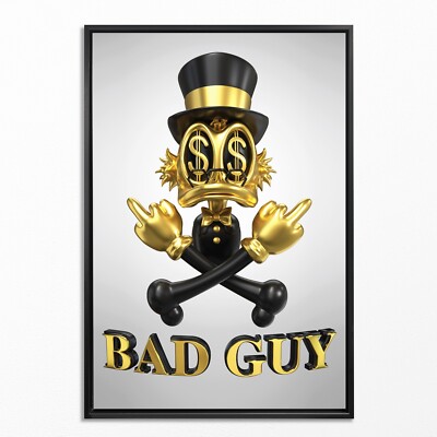 Wandbild - Leinwand mit Rahmen, Scrooge McDuck BAD GUY, Kunst ...