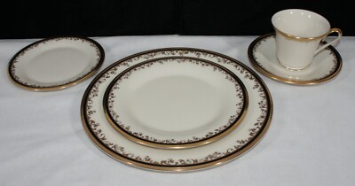 RARE VINTAGE DISCONTINUED LENOX CHINA ECLIPSE PATTERN 5 PIECE PLACE ...