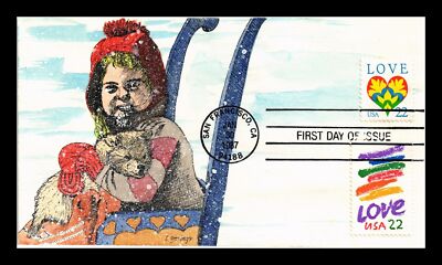US COVER LOVE 22C FIRST DAY ISSUE COMBO GEERLINGS HAND PAINTED | eBay