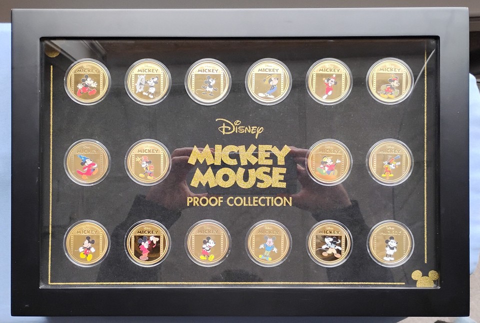 2018 Disney Mickey Mouse Proof Coin Collection 24K gold-plated Bradford ...