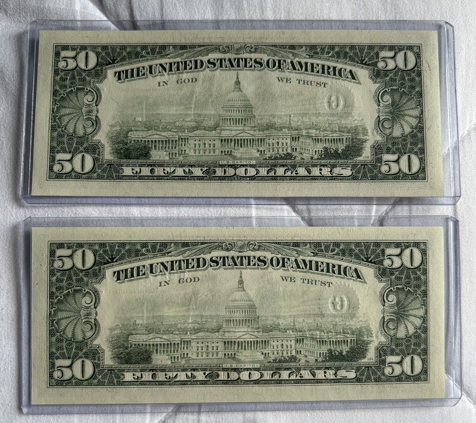 1988 US Fifty Dollar Bills Uncirculated Consecutive Serial Numbers 2 ...
