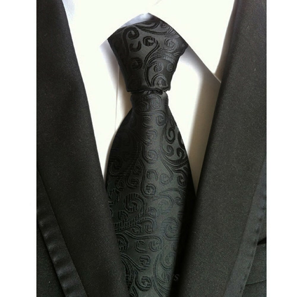 Mens Classic Black Embossed Scrolls Tie Soft Touch Polyester | eBay ...
