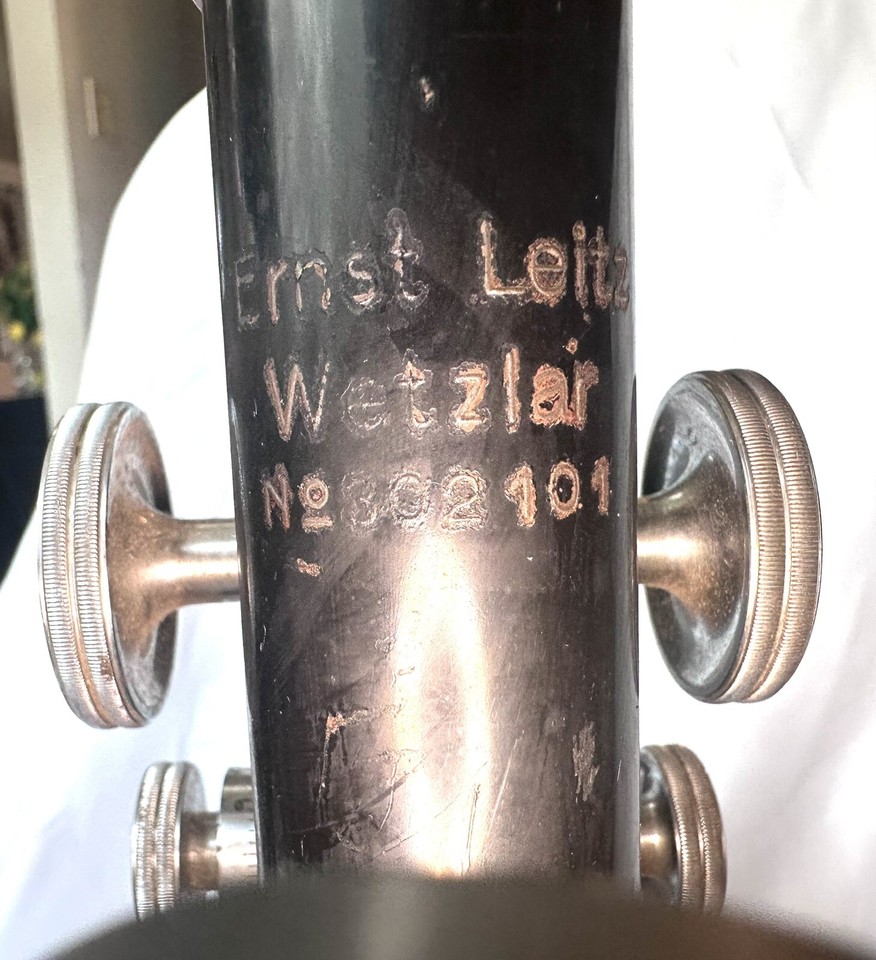Antique Ernst Leitz Wetzlar Microscope No. 302101 Black No light Source ...