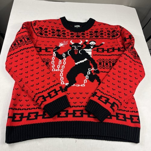 Mob Middle of Beyond Krampus Ugly Christmas Sweater Red Black 2XL Knit ...