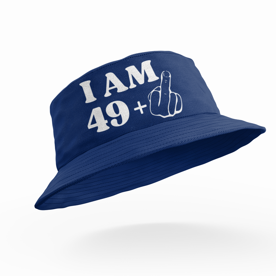 Birthday Bucket Hat 49 Plus 1 50th Rude Middle Finger Funny Fifty Gift ...