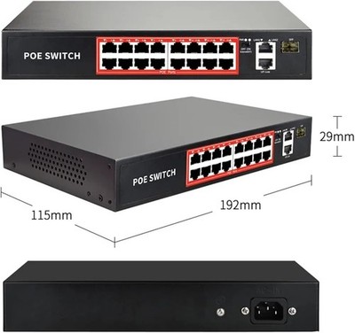 PoE Switch with 16 POE Ports +2 Gigabit Uplink,1 x 1.25G SFP,802.3af/at ...