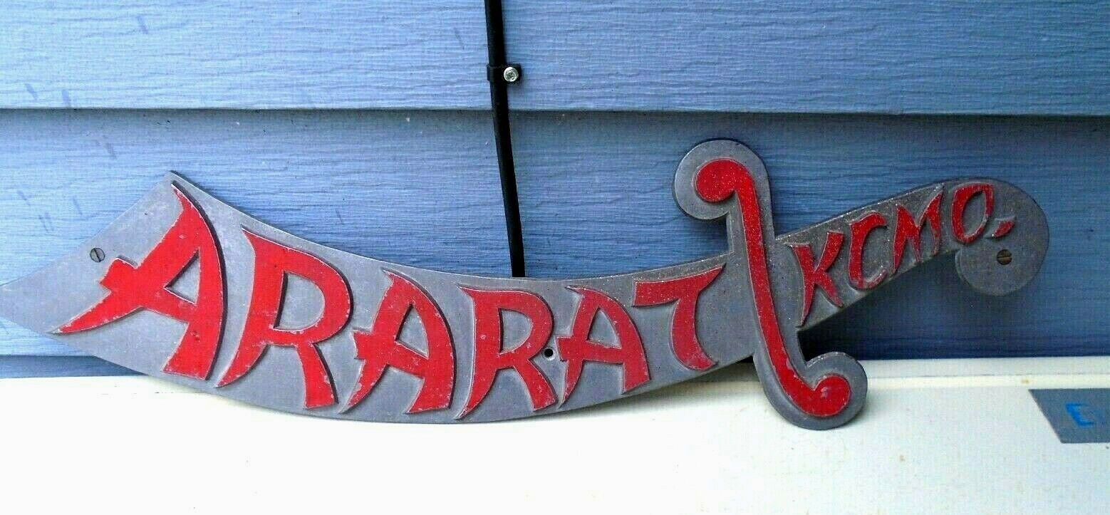 Vintage Large Sign Masonic ARARAT SHRINER 28 X 8" Scimitar Embossed ...
