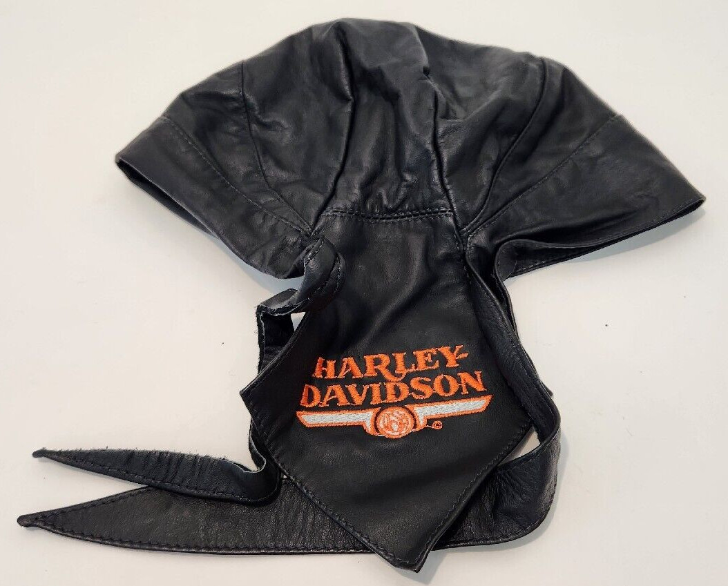 Harley Davidson Black Leather Skull Cap Bandana Head … - Gem