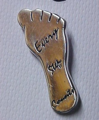 Every Step Counts Lapel Pin Relay for Life Awareness Foot Silver Plated ...
