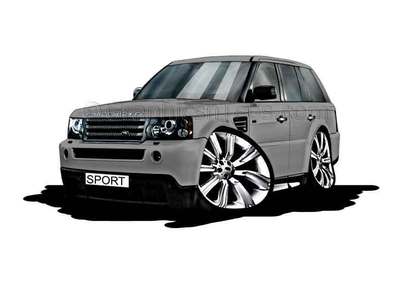 Range Rover Sport Grey Caricature Car Cartoon A4 Print - Personalised ...