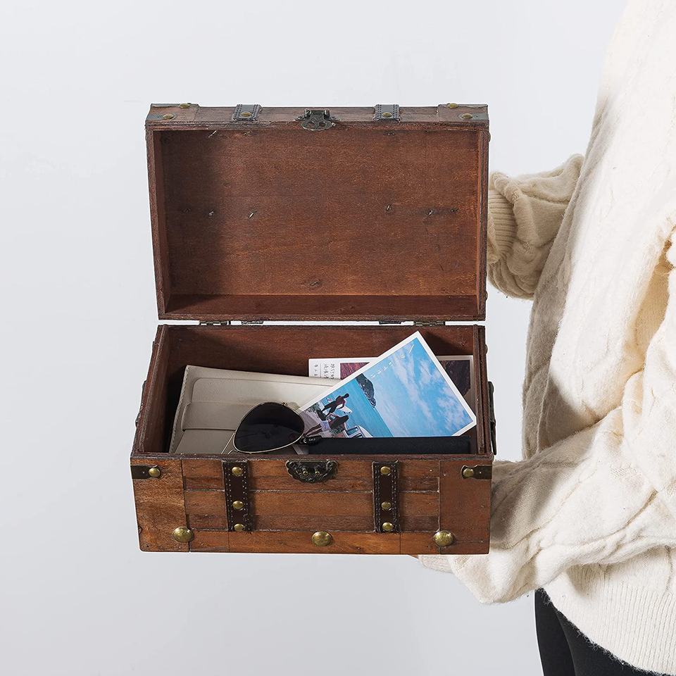 Alexander Small Wooden Storage Chest Trunk | Decorative Wood Box with ...