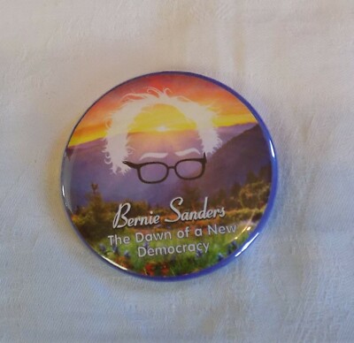 Bernie Sanders The Dawn of a New Democracy Mountain Scene Pin-back ...