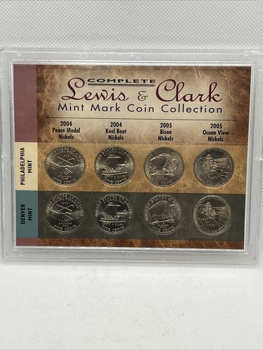 US Jefferson Nickel Lewis & Clark 2004 2005 Mint Mark P D 8 coin set w ...