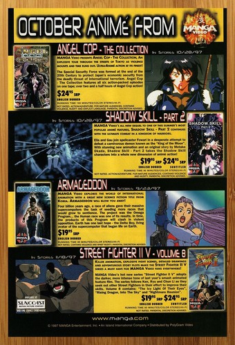 1997 Manga Video Print Ad/Poster Anime Angel Cop Street Fighter II 2 ...