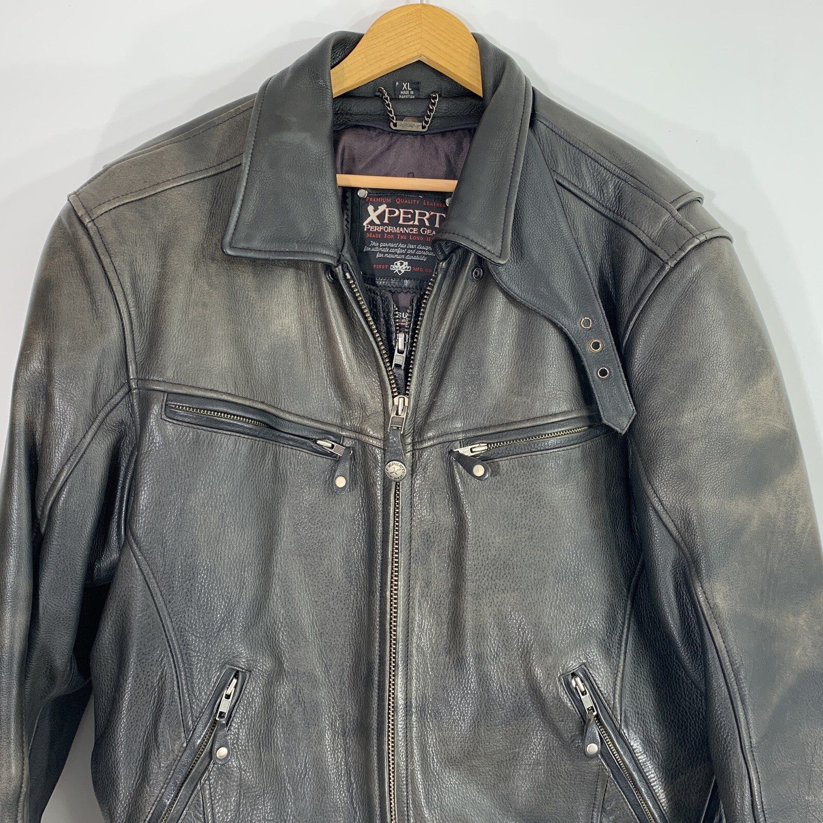 Xpert Motorcycle Heavy Leather Jacket Mens XL Black D… - Gem