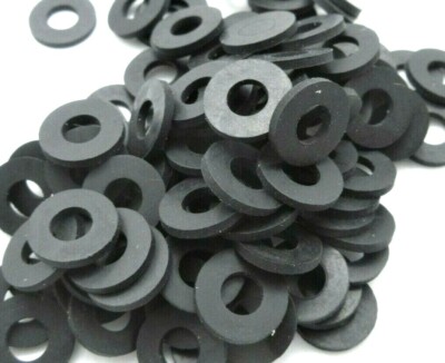 1/4" ID Rubber Flat Washers 1/2" OD 1/16" Thick Black 50 Pieces per ...