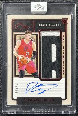 DONOVAN CLINGAN 2024-25 PANINI ONE ONE #4 ROOKIE JUMBO PATCH AUTO RED ...