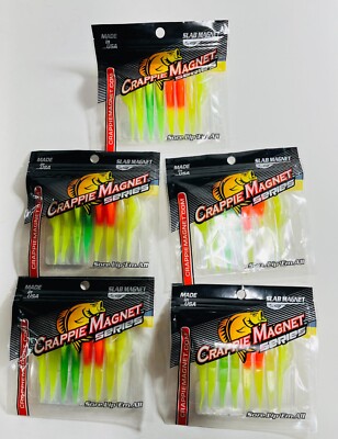 Lot of 5 Leland Crappie Magnet™ Slab Magnet Soft Body Lures Glow Colors ...