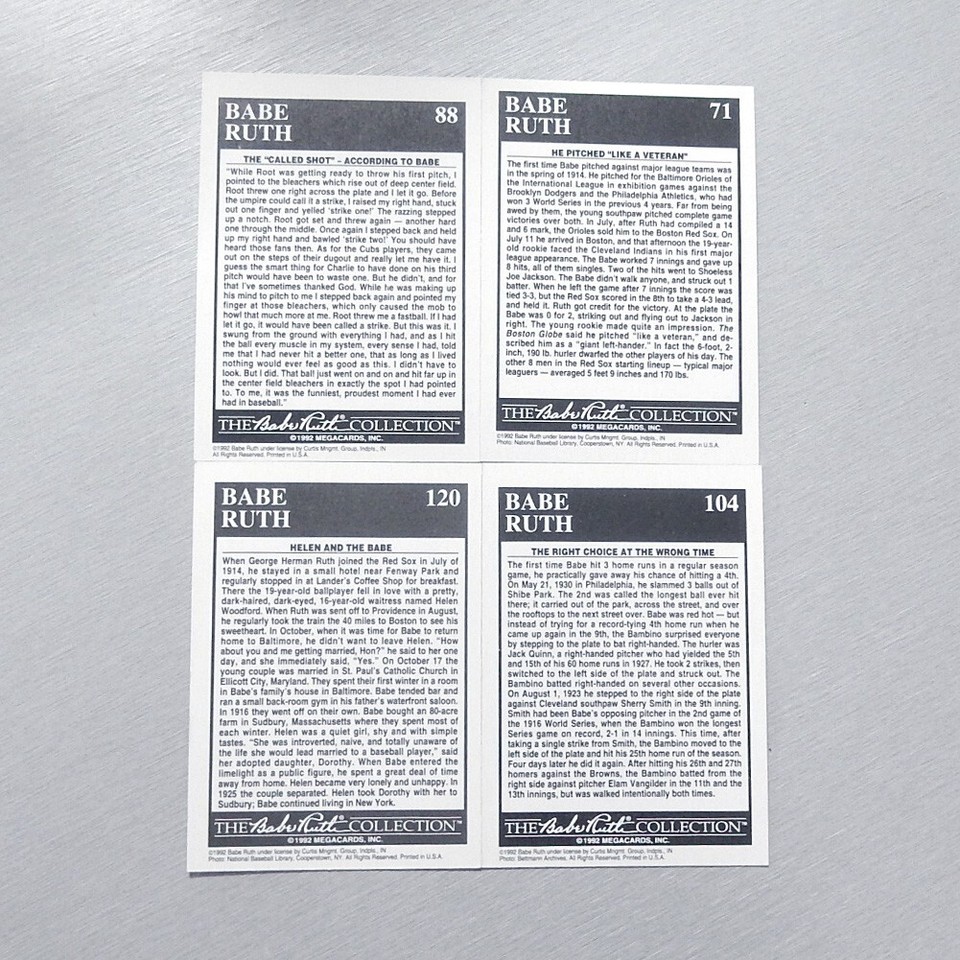 1992 Megacards The Babe Ruth Collection Babe Ruth New York Yankees Lot ...