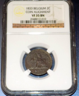 NGC 1833 Belgium 2c Coin Alignment VF 35 BN 2 Centimes Certified Graded ...