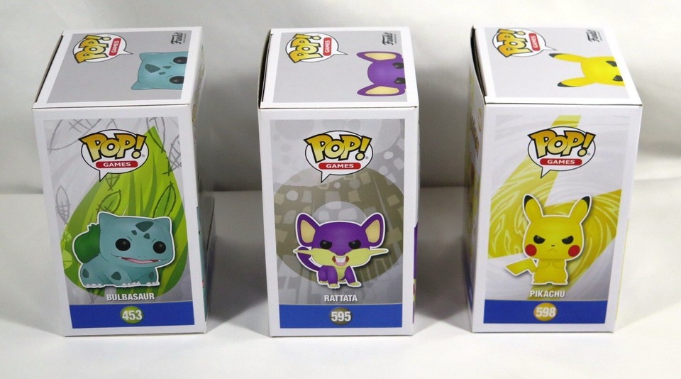 Funko Pop! Games Pokemon #595 Rattata #453 Bulbasaur #598 Pikachu vinyl ...