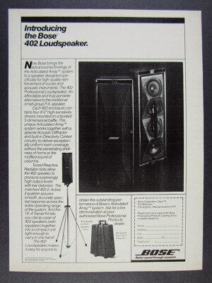 1982 Bose 402 Loudspeaker Speaker 'Introducing' vintage print Ad | eBay