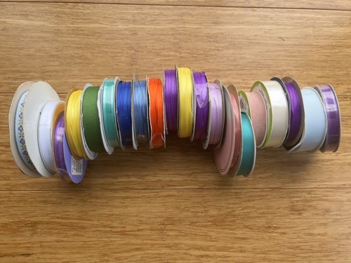 NEW 20 SPOOLS OF RIBBONS MULTIPLE COLORS, SIZES, TYPES FOR ART & CRAFT ...