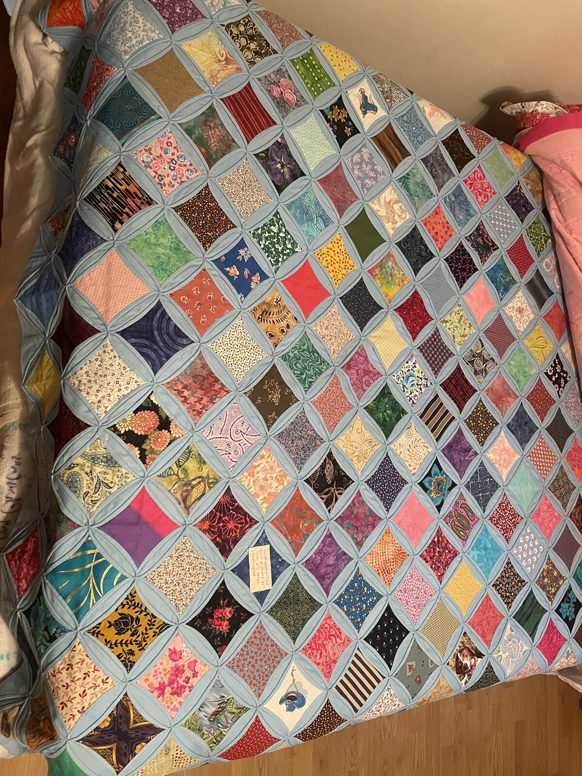 Cathedral Window Quilt w/ Shams Hand Stitched One Of A Kind Rare Piece ...