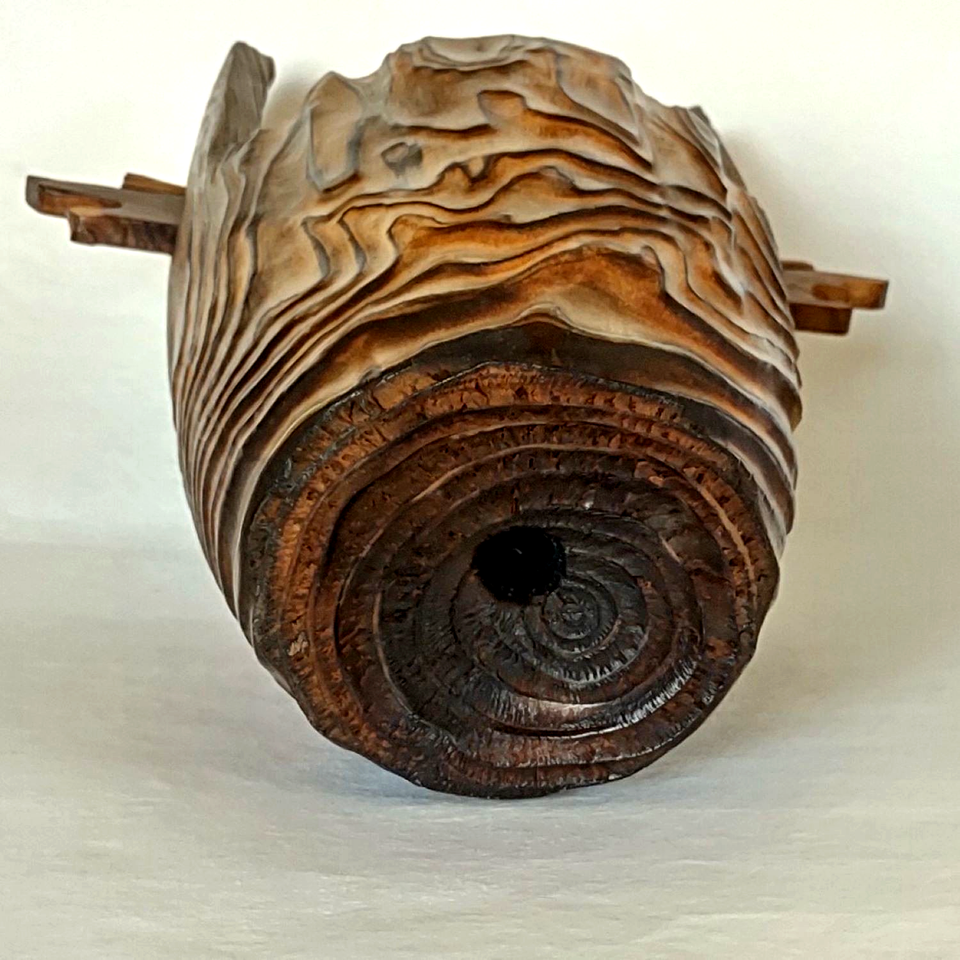 Japanese Flower Vase Wood Cedar Grain Copper Insert H32.7cm 12.87 ...