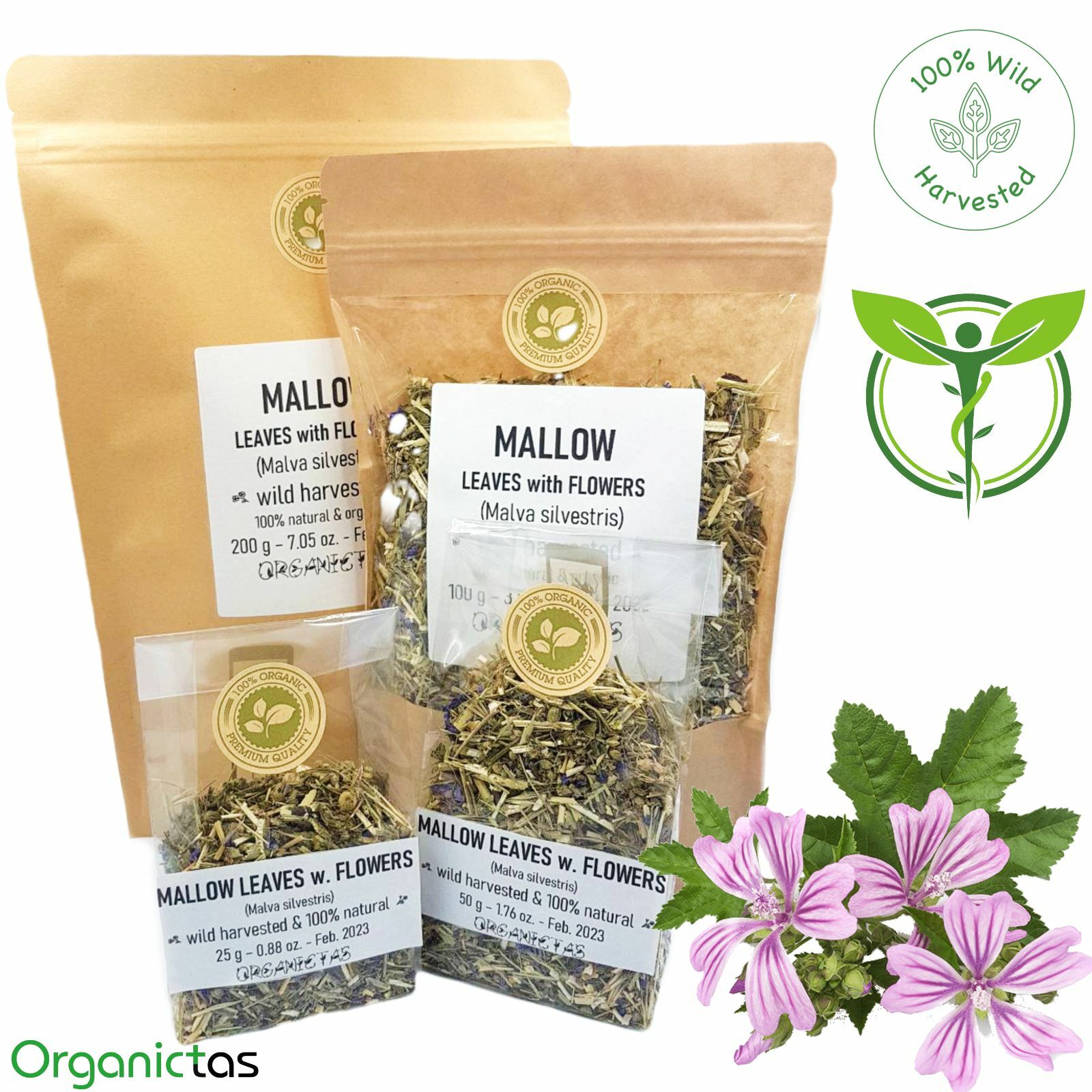Natural MALLOW LEAF & FLOWER (Malva sylvestris) Dried Wild Harvest ...