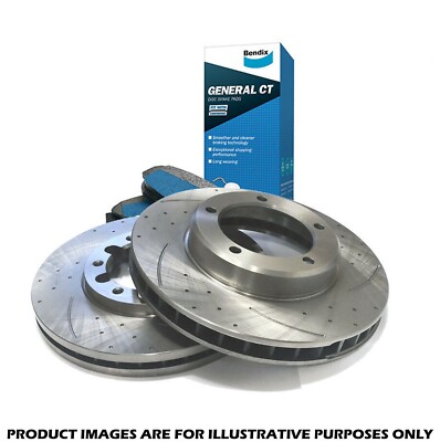 SLOTTED FRONT 235mm BRAKE ROTORS for & BENDIX PADS MITSUBISHI LANCER CE ...