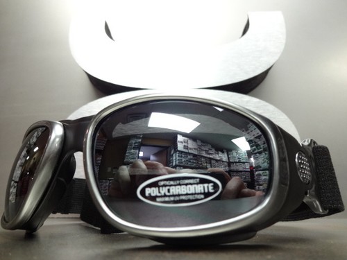 Men PADDED Biker MOTORCYCLE RIDING GLASSES GOGGLES With Strap Gray ...