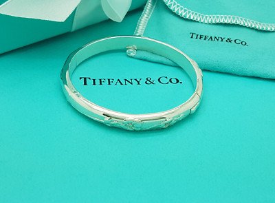 Tiffany & Co. RARE Hinged Sterling Silver Nature Rose Bangle Bracelet ...