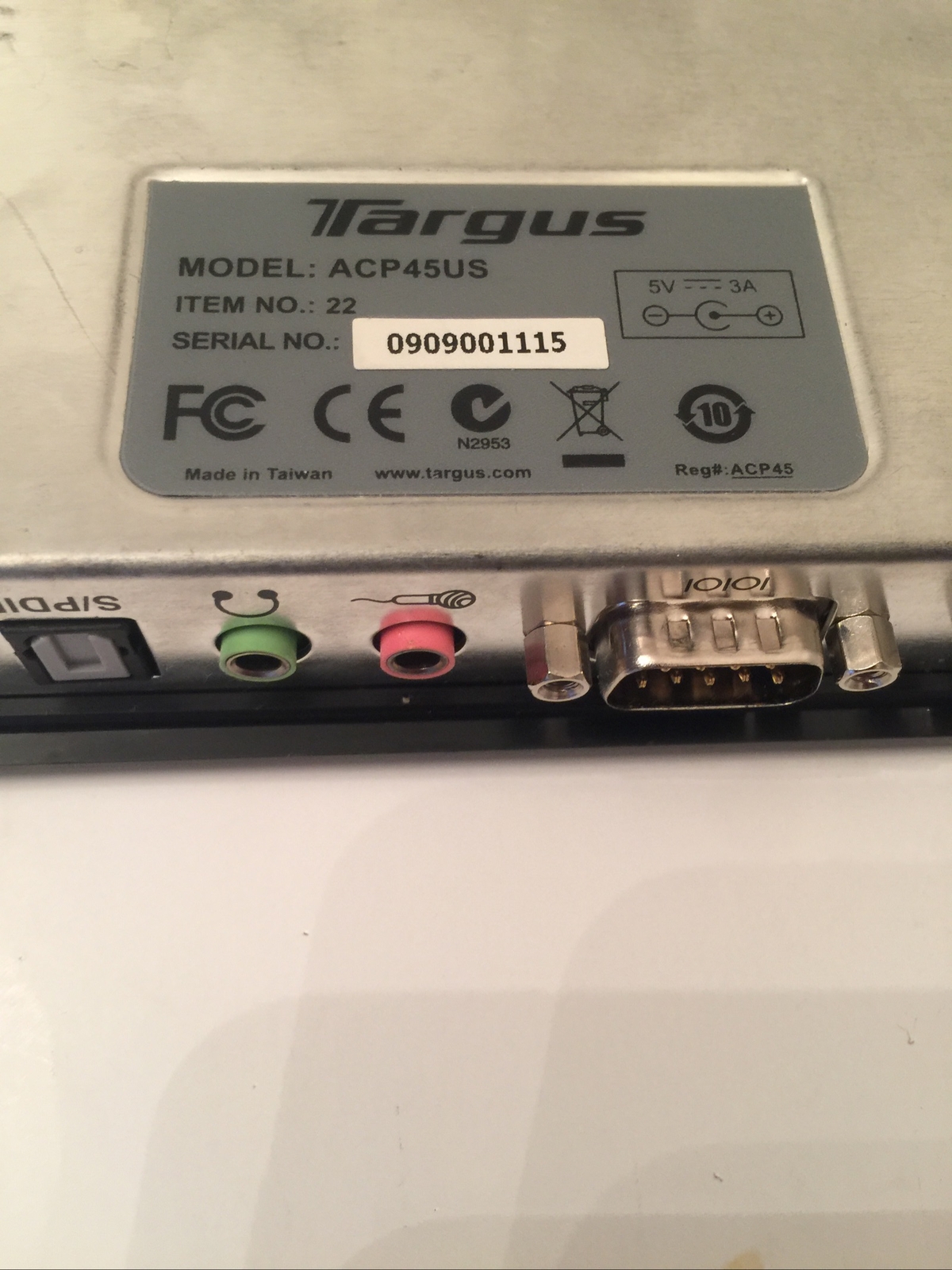 Targus ACP45US Docking Station W/ Digital Audio | eBay