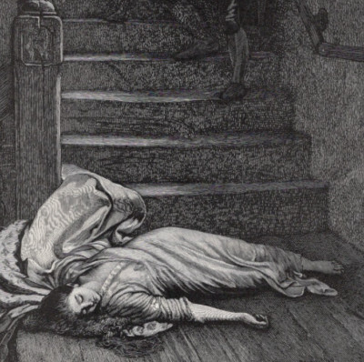 VICTORIAN MOURNING - Mysterious Staircase Death Scene 1894 Antique ...