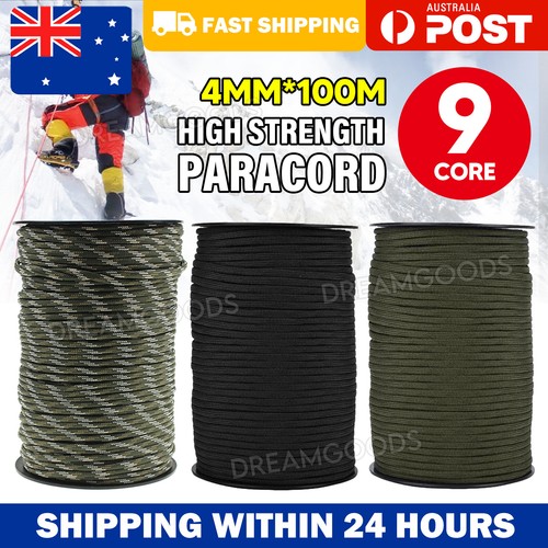 100m 550 Paracord Parachute Cord Lanyard Mil Spec Type III 9 Strand ...