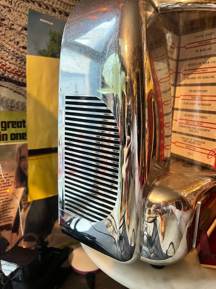 table top jukebox machine seeburg select 0 matic silver juke box | eBay