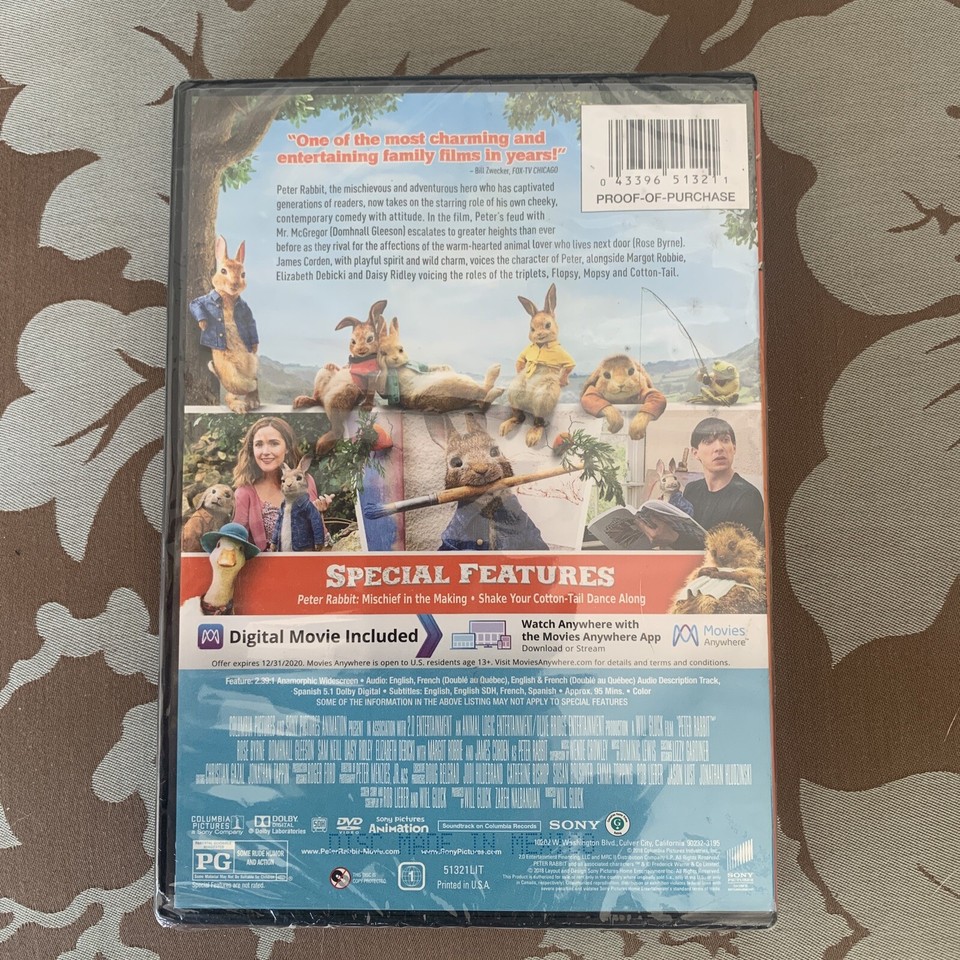 Peter Rabbit DVD James Corden, Daisy Ridley, Sam Neill NEW AND FACTORY ...