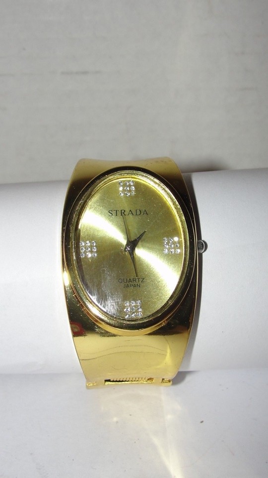 GOLD STRADA QUARTZ JAPAN CUFF WRIST WATCH | eBay