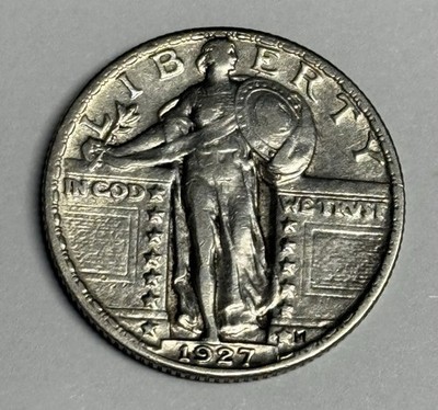 1927-P Standing Liberty Silver Quarter, Fine DETAILS 25c U.S. Coin SLQ ...